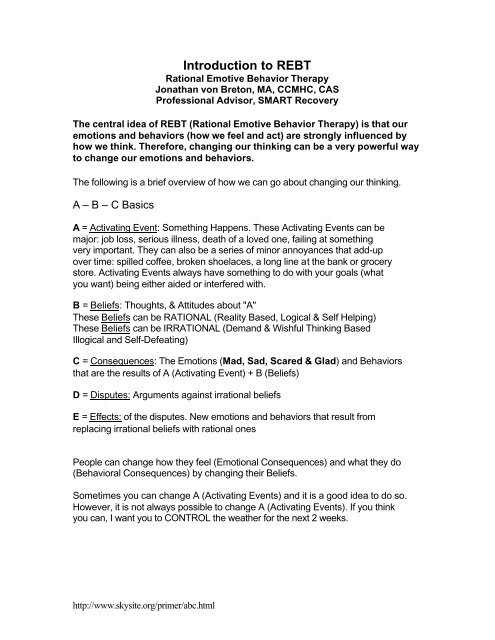 Intro to REBT - SMART Recovery