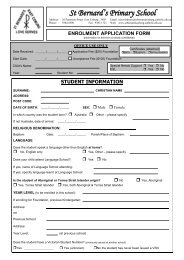 Enrolment Application Form - St. Bernard's Primary School