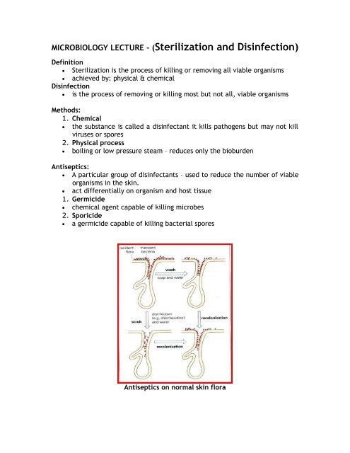 MICROBIOLOGY LECTURE â (Sterilization and Disinfection)