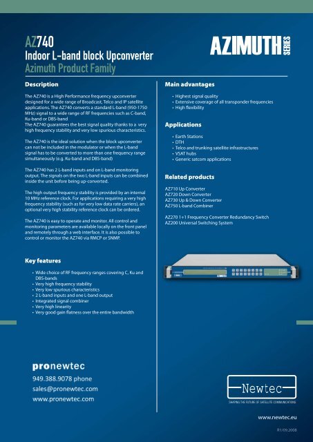 AZ740 Indoor L-band Block Upconverter - TBC Integration