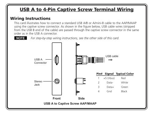 USB A to 4-Pin Captive Screw Connector - Extron Electronics