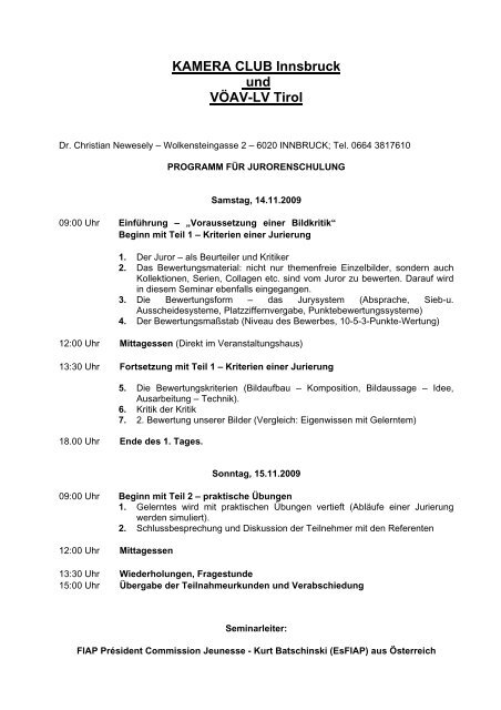 KAMERA CLUB Innsbruck und VÃ AV-LV Tirol