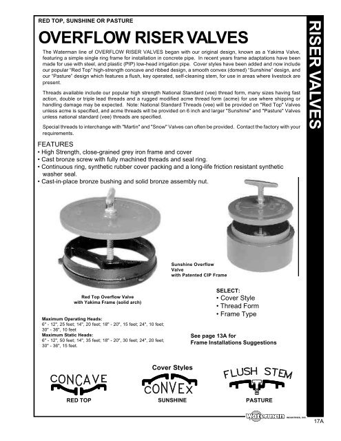OVERFLOW RISER VALVES - NRCS Irrigation ToolBox Home Page