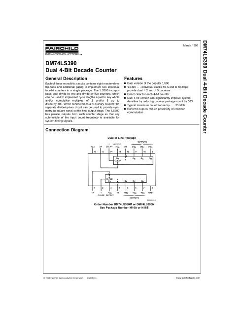DM74LS390 Dual 4-Bit Decade Counter