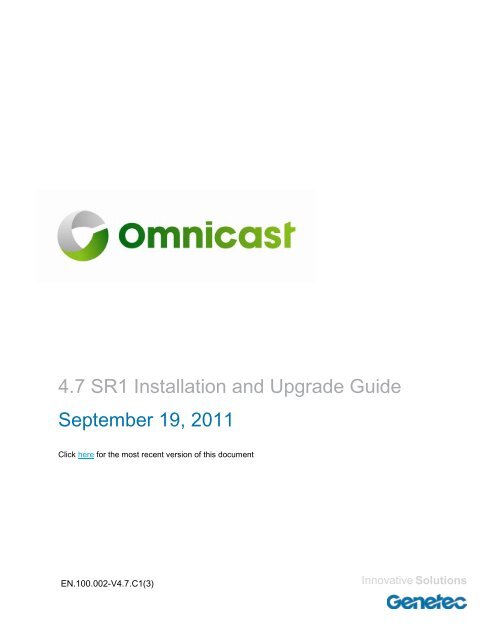 Omnicast 4.7 SR1 Installation and Upgrade Guide - Genetec