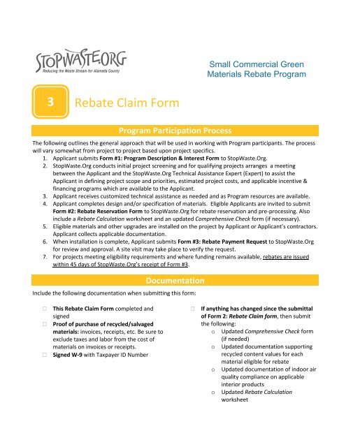 Rebate Claim Form 3 - StopWaste.org