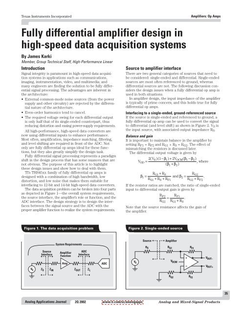 Fully differential amplifier design in high-speed ... - Texas Instruments