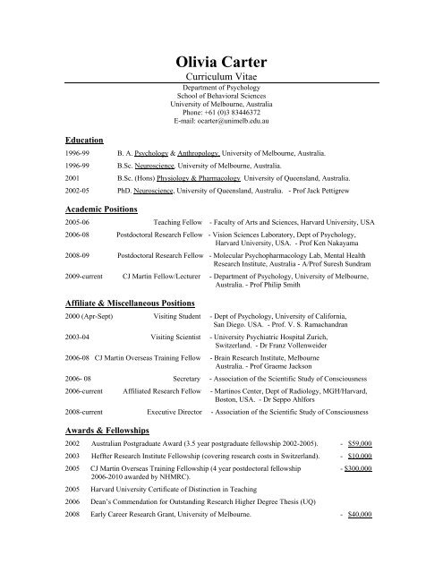 Olivia Carter - Vision Sciences Lab - Harvard University