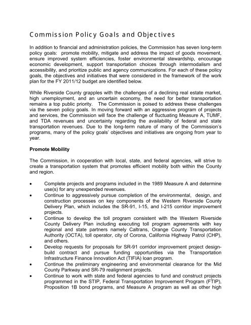 Commission Policy Goals and Objectives - Riverside County ...