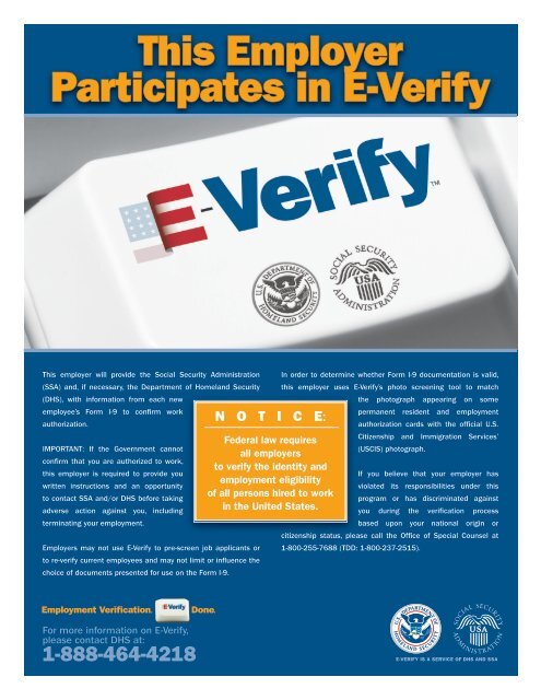 E-Verify Participation Poster English Version