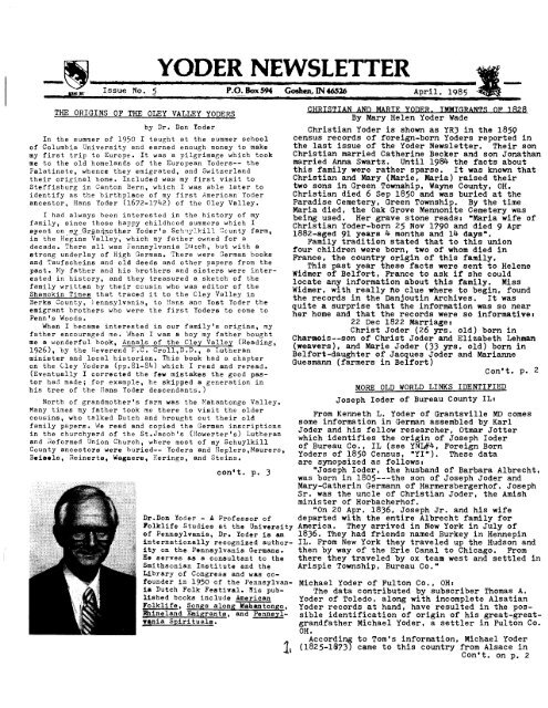 Issue 05 - Yoder Family Information