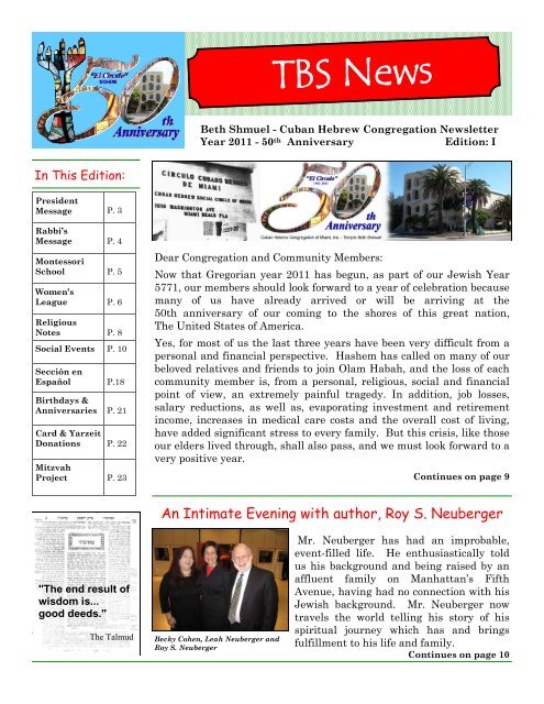 TBS News - Cuban Hebrew Congregation of Miami
