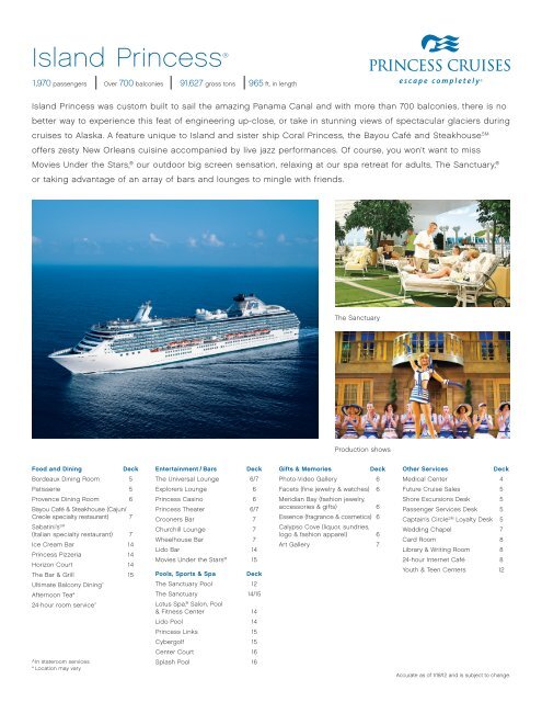 Island PrincessÂ® - OneSource - Princess Cruises