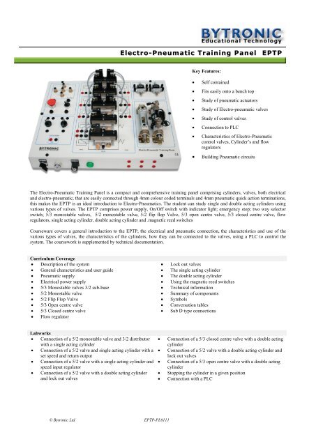 Electro-Pneumatic Training Panel EPTP