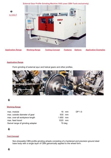 External Gear Profile Grinding Machine VAS (uses CBN