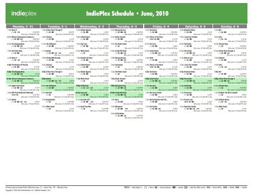 IndiePlex Schedule - June, 2010 - Starz