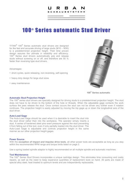 100®® Series automatic Stud Driver