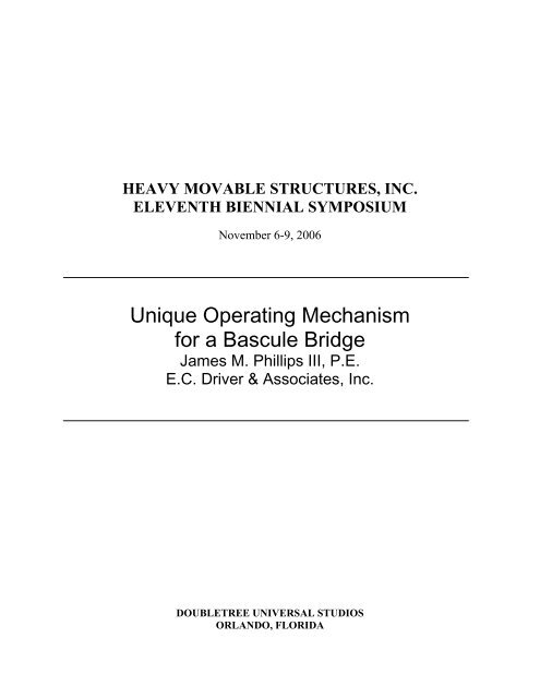 Unique Operating Mechanism for a Bascule Bridge - Heavy Movable ...