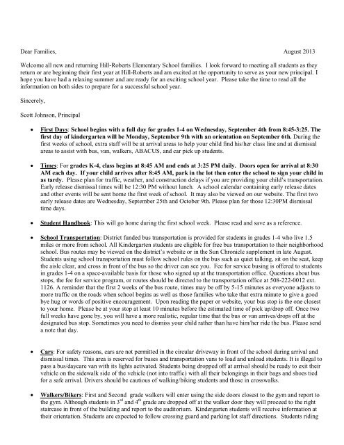 School Family Letter - Attleboro Public Schools