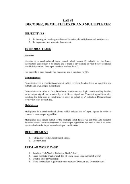 DECODER, DEMULTIPLEXER AND MULTIPLEXER - Share ITS