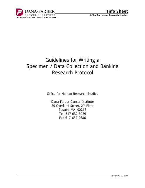 Guidelines for Writing a Specimen / Data Collection and Banking ...