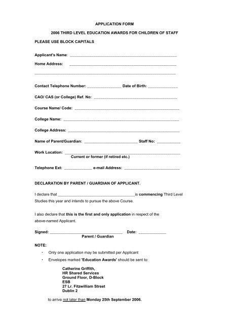 Application Form - ESB Retired Staff Homepage