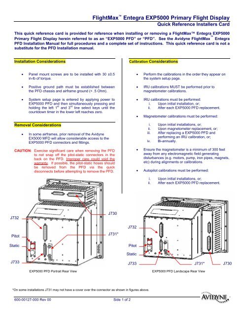 FlightMaxâ ¢ Entegra EXP5000 Primary Flight Display - Avidyne