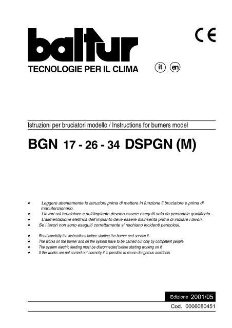 BALTUR bruciatore BGN 17 26 34 - Certificazione energetica edifici