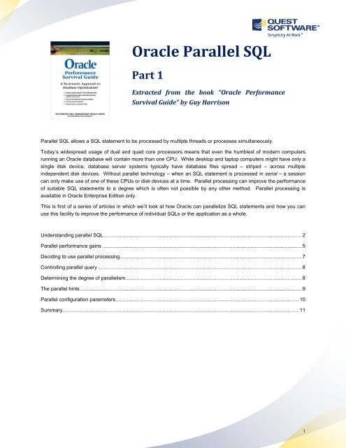 Oracle Parallel SQL, Part 1 - Toad World