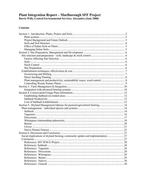 Plant Integration Report - Ministry for Primary Industries