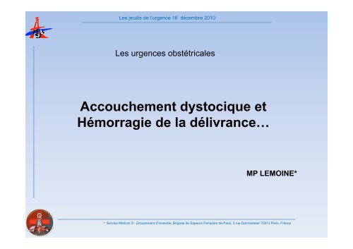 Accouchement dystocique - SMUR BMPM