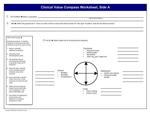 Clinical Value Compass Worksheet, Side A