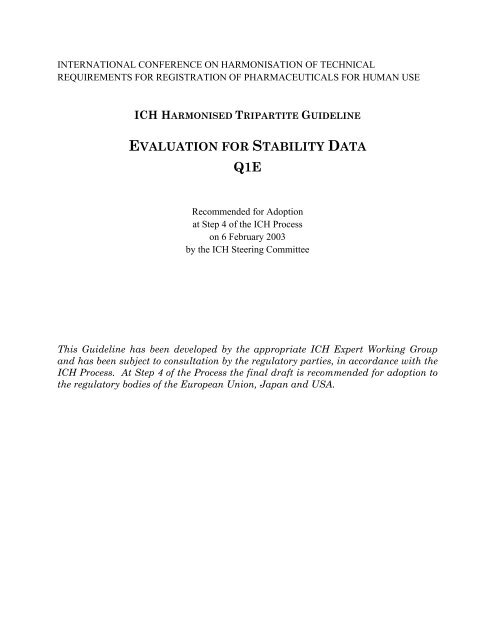 EVALUATION FOR STABILITY DATA