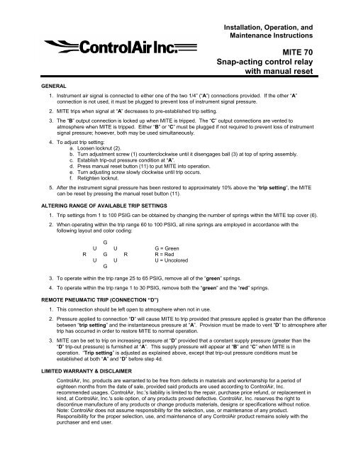 Instructions - ControlAir