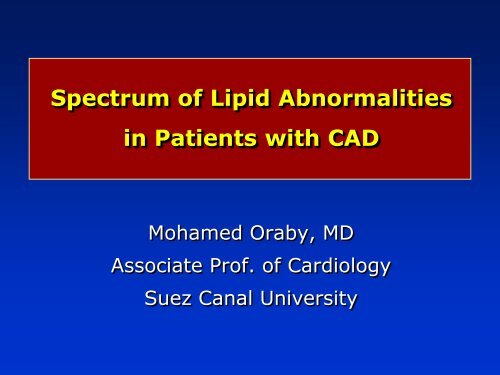 Spectrum of Lipid Abnormalities in Patients with CAD