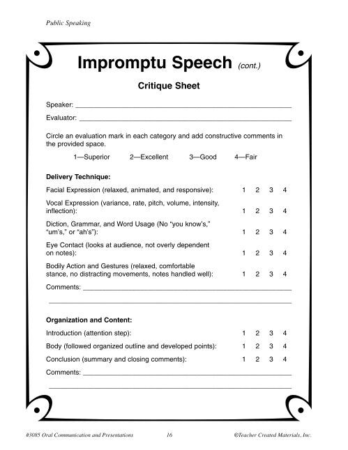 Impromptu Speech - Education World