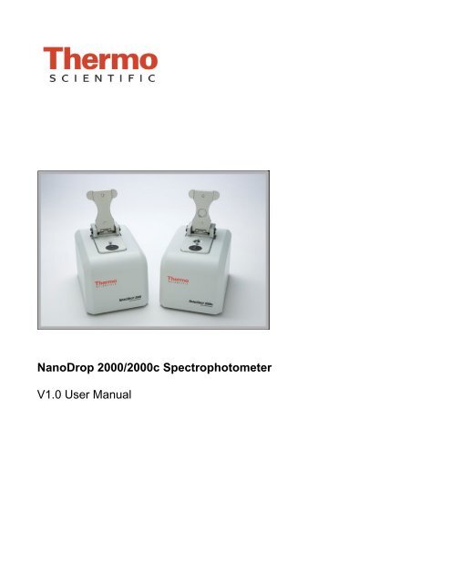 NanoDrop 2000/2000c Spectrophotometer V1.0 User Manual