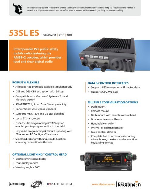 Product Sheet - EFJohnson