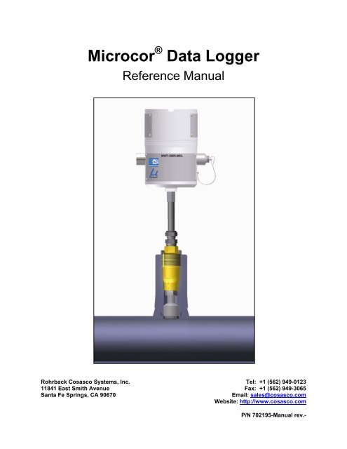 Microcor Â® Data Logger - Rohrback Cosasco Systems