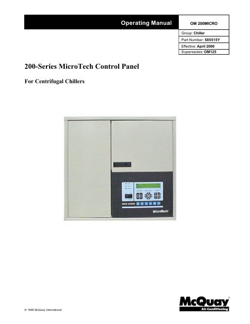 200-Series MicroTech Control Panel