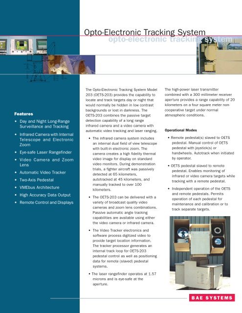 Opto-Electronic Tracking System OETS-203 (.pdf)
