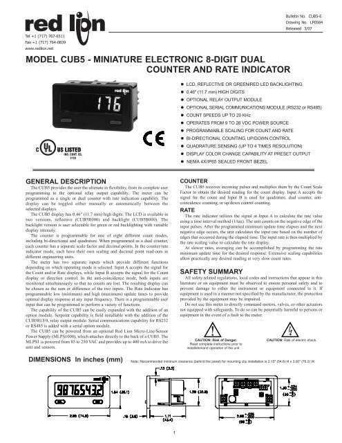 CUB5 Data Sheet/Manual PDF Pre-Feb 2008 ... - Red Lion Controls