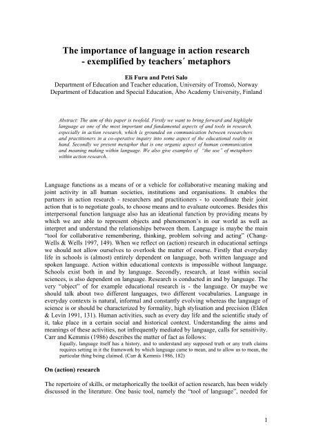 The importance of language in action research