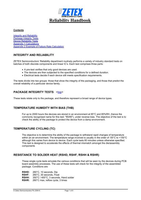 RELIABILITY HANDBOOK - Diodes, Inc.