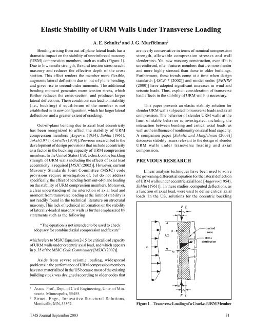 Elastic Stability of URM Walls Under Transverse Loading