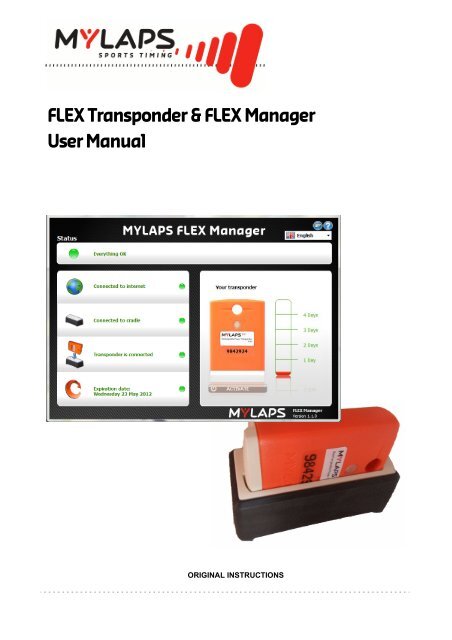 FLEX Transponder & FLEX Manager User Manual - Mylaps