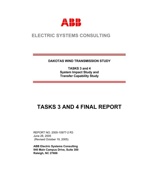 TASKS 3 AND 4 FINAL REPORT - Western Area Power Administration