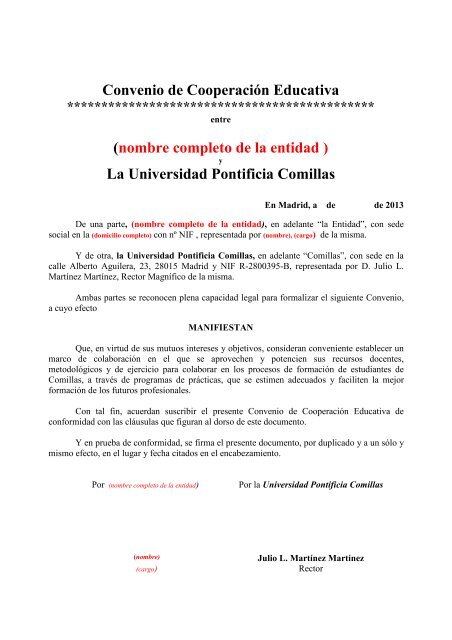 Modelo De Convenio De Cooperaciã N Educativa Universidad