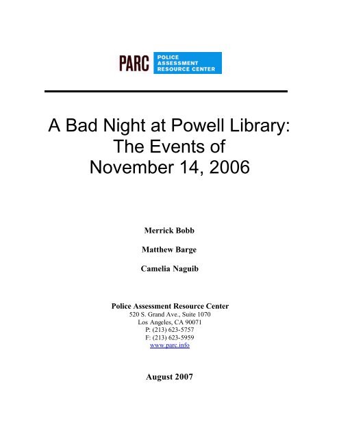 A Bad Night at Powell Library - Police Assessment Resource Center
