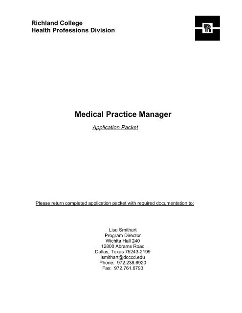 Medical Practice Manager - Richland College